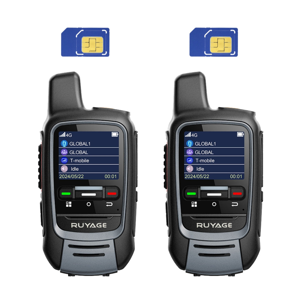 2-Pack Ruyage Walkie Talkies with Sim Cards - Handheld PoC Two Way Rad ...